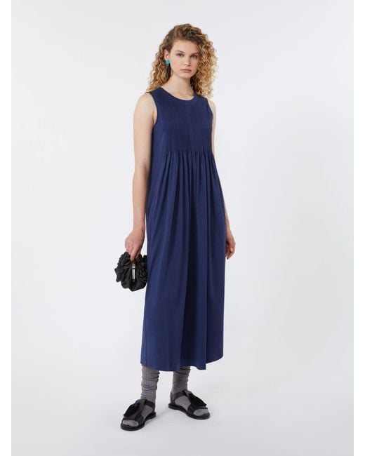 Max Mara Cotton Jersey Fluid Dress in Blue | Lyst