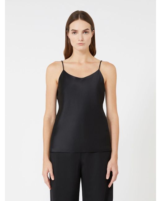 Max Mara Silk-Satin Top in Blue | Lyst