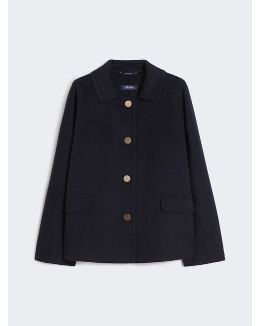 Max Mara Short Wool And Cashmere Jacket in Blue | Lyst