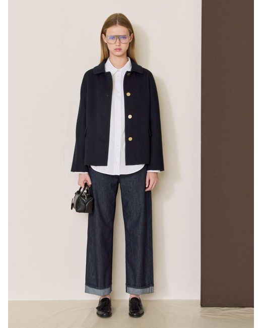 Max Mara Short Wool And Cashmere Jacket in Blue | Lyst