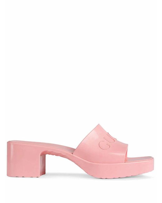 Gucci Rubber Slide Sandal in Pink | Lyst