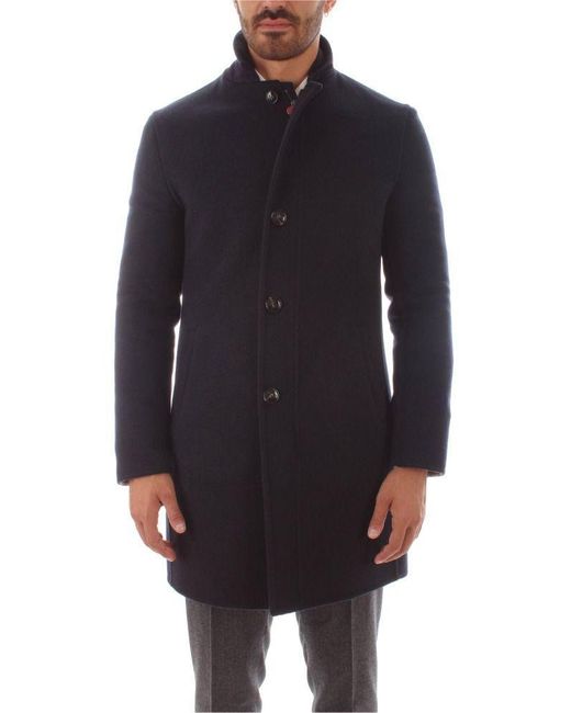 Kiton Cashmere Coat in Blue for Men - Save 41% - Lyst