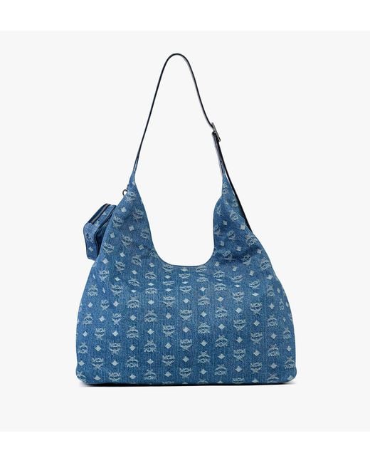 MCM Aren Multi-shopper In Monogram Denim Jacquard in Blue | Lyst