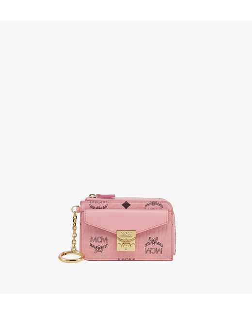 MCM Tracy Zip Card Case In Visetos in Pink | Lyst