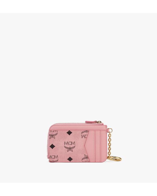 MCM Tracy Zip Card Case In Visetos in Pink | Lyst