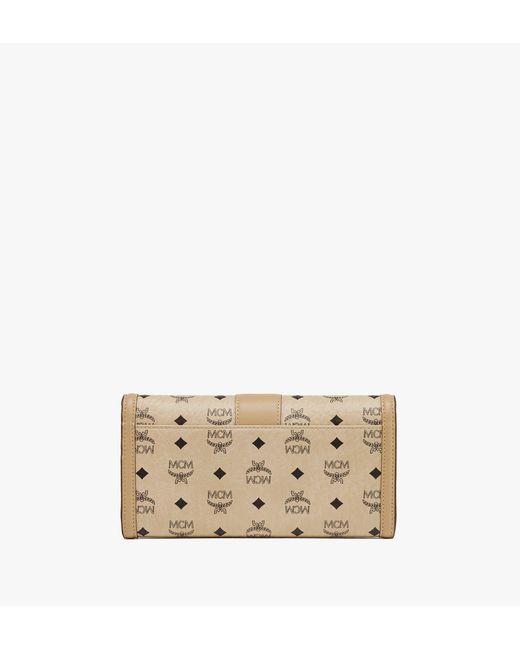 MCM Tracy Chain Wallet In Visetos in Natural | Lyst
