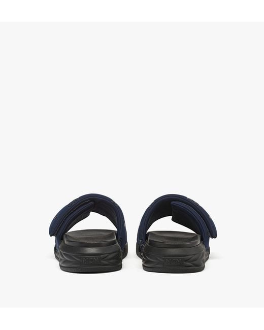 MCM Slide Sandals In Monogram Neoprene in Blue for Men | Lyst