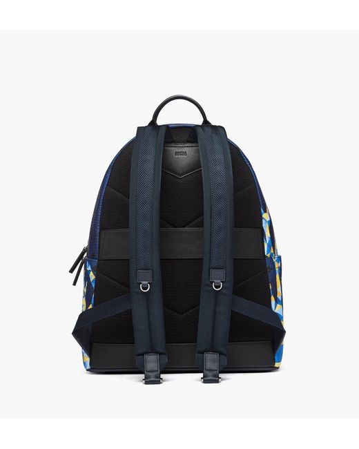 MCM Stark Backpack In Cubic Coral Visetos in Blue for Men | Lyst