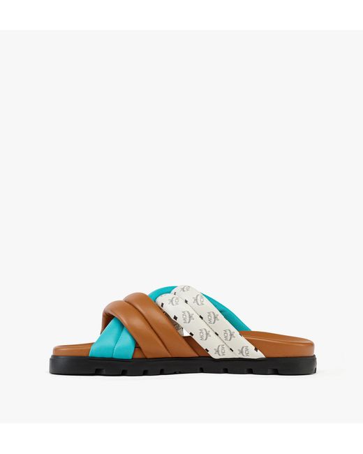 MCM Monogram Cross Sandals In Lamb Leather for Men | Lyst