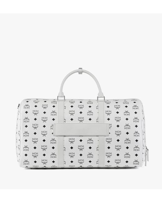MCM X Snipes Ottomar Weekender Bag In Visetos in White for Men | Lyst