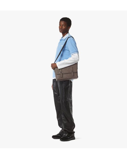 MCM Aren Messenger In Maxi Monogram Leather in Gray for Men | Lyst