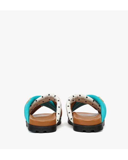 MCM Monogram Cross Sandals In Lamb Leather for Men | Lyst