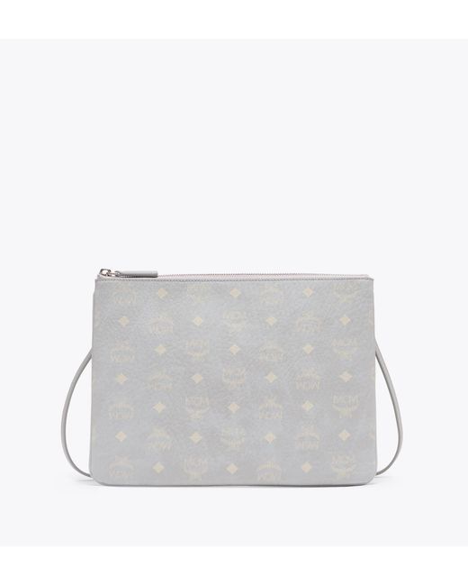 MCM Aren Crossbody Pouch In Visetos in Gray | Lyst
