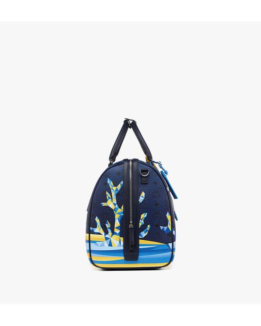 MCM Ottomar Weekender Bag In Cubic Coral Visetos in Blue for Men | Lyst
