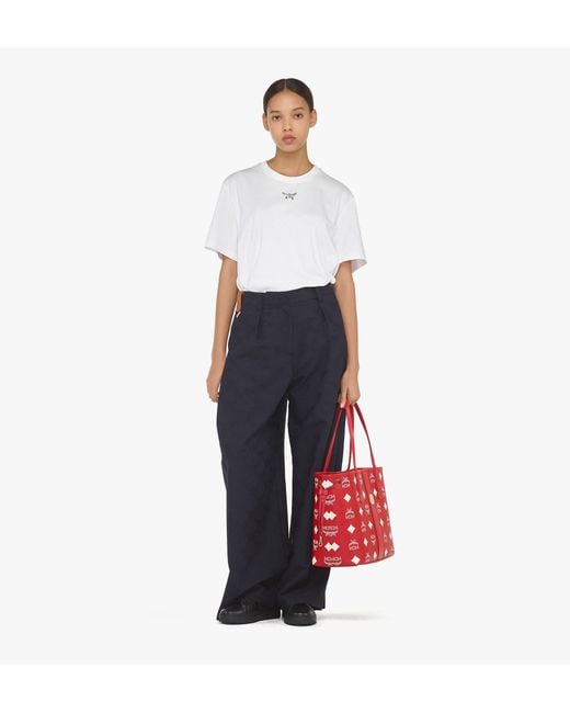 MCM Liz Shopper In Maxi Visetos in Red | Lyst