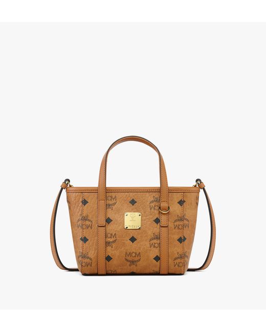 MCM Toni Top-zip Shopper In Visetos in Brown | Lyst