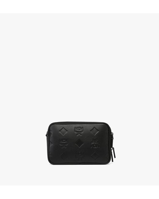 MCM Diamond Camera Bag In Maxi Monogram Leather in Black for Men | Lyst