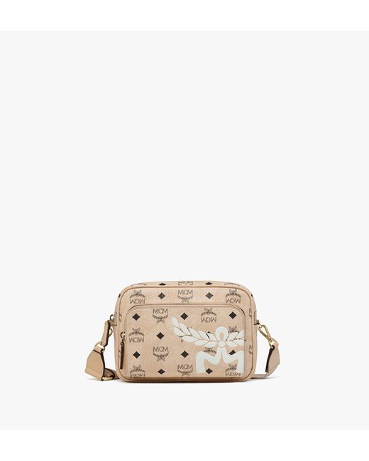 MCM Aren Crossbody In Mega Laurel Visetos in Natural for Men | Lyst