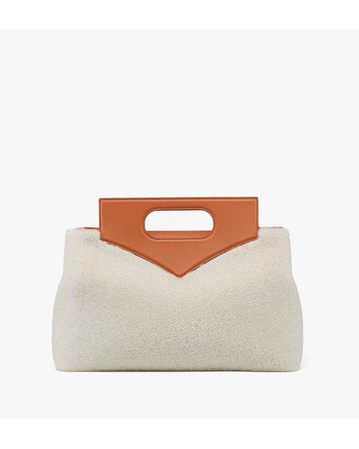 MCM Soft Diamond Tote In Shearling And Leather in Brown | Lyst