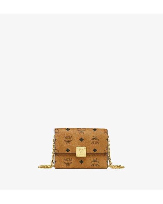 MCM Aren Chain Wallet In Visetos in Natural | Lyst