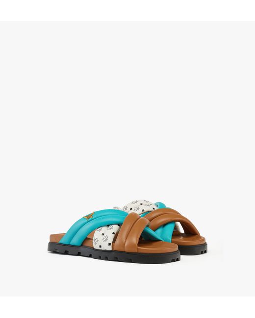 MCM Monogram Cross Sandals In Lamb Leather for Men | Lyst