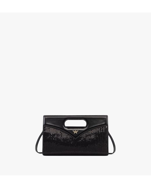 MCM Diamond Tote In Sequin Lamb Leather in Black | Lyst