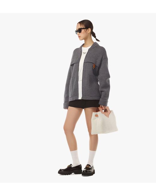 MCM Soft Diamond Tote In Shearling And Leather in Brown | Lyst