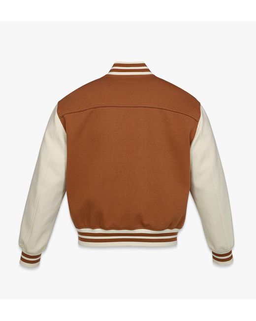 MCM Logo Embroidered Varsity Jacket in Brown for Men | Lyst