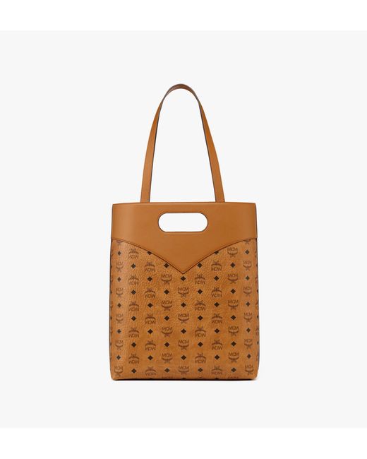 MCM Diamond Tote In Visetos Leather Mix in Brown for Men | Lyst
