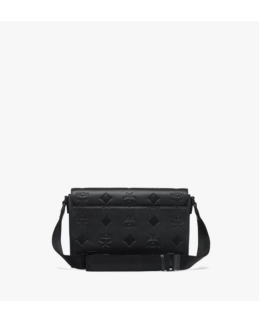 MCM Klassik Messenger In Maxi Monogram Leather in Black for Men | Lyst