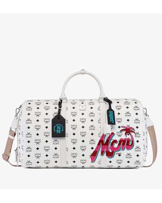 MCM X Snipes Ottomar Weekender Bag In Visetos in White for Men | Lyst
