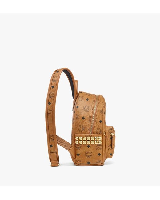 MCM Stark Side Studs Backpack In Visetos in Brown for Men | Lyst