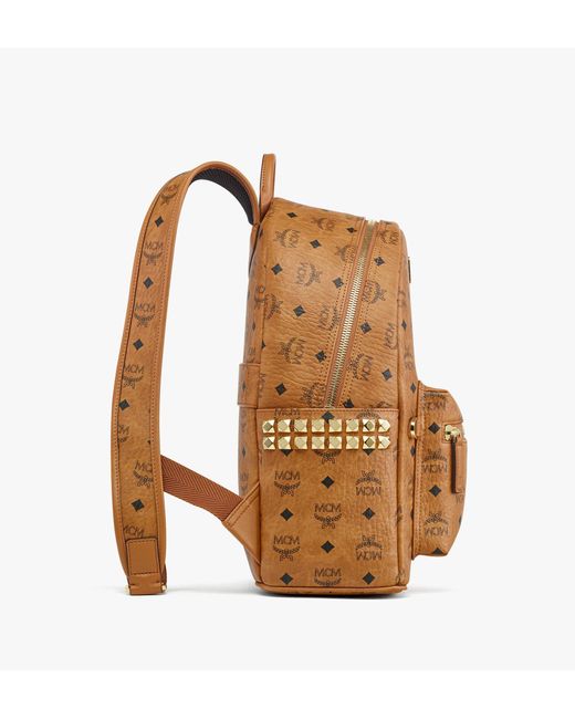 MCM Stark Side Studs Backpack In Visetos in Brown for Men | Lyst