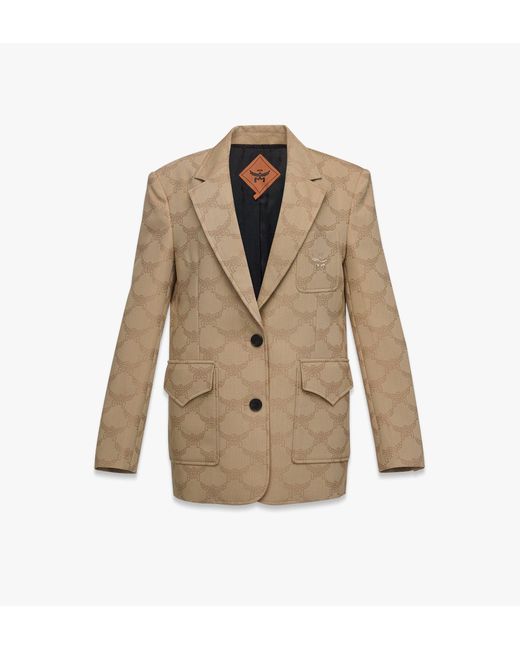 MCM Lauretos Wool Jacquard Jacket in Natural | Lyst