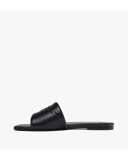 MCM Laurel Flat Sandals In Lamb Leather in Black | Lyst
