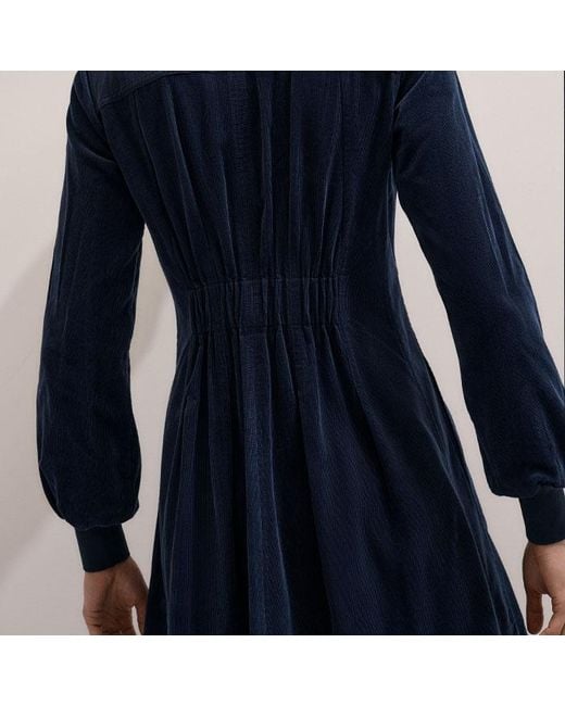 ME+EM Cotton Cord Pleated Midi Dress in Blue | Lyst UK