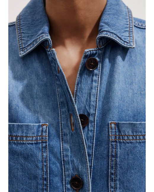 ME+EM Straight Boxy Denim Short Shirt Dress + Belt Washed in Blue | Lyst UK