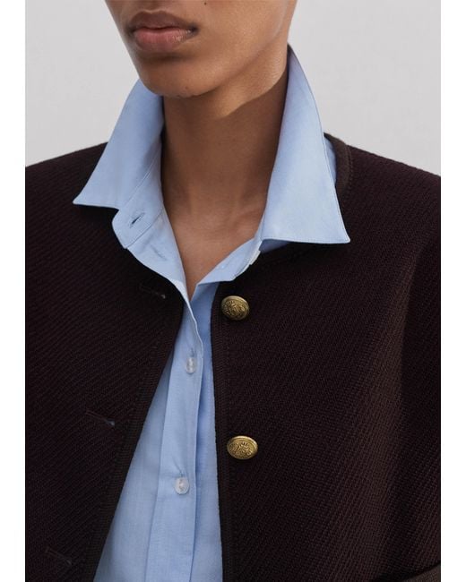 ME+EM Wool-Blend Twill Crop Jacket in Blue | Lyst