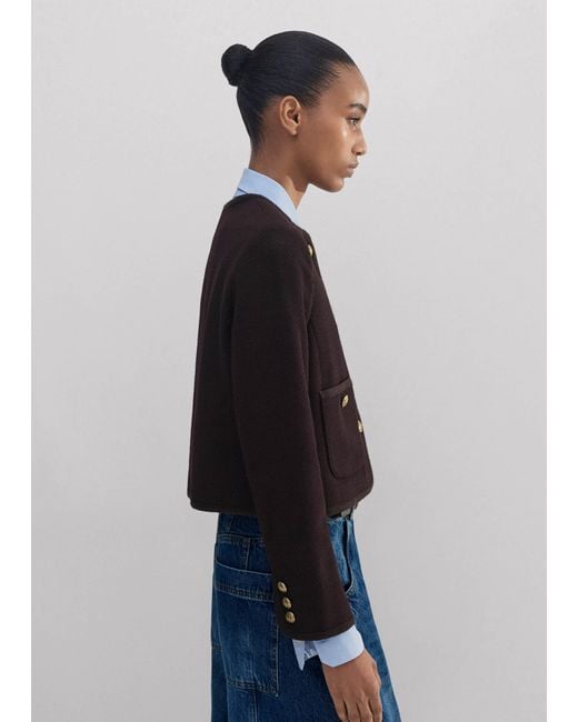 ME+EM Wool-Blend Twill Crop Jacket in Blue | Lyst