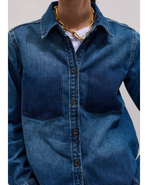 ME+EM The Authentic Denim Forever Shirt Authentic Vintage Wash in Blue ...