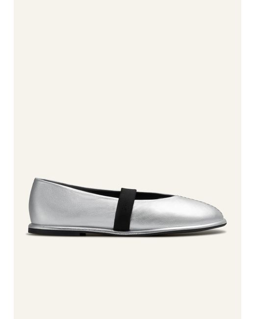 ME+EM Metallic Ballerina Flat in Black | Lyst
