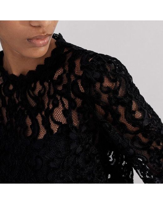 ME EM Sheer Lace High Neck Blouse Cami in Black Lyst UK