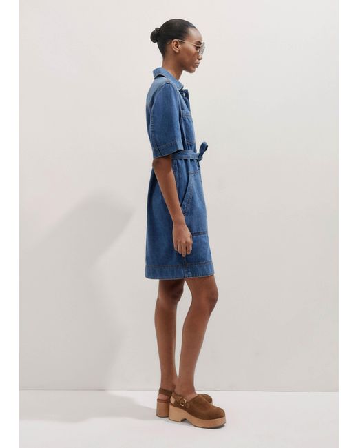 ME+EM Straight Boxy Denim Short Shirt Dress + Belt Washed in Blue | Lyst UK