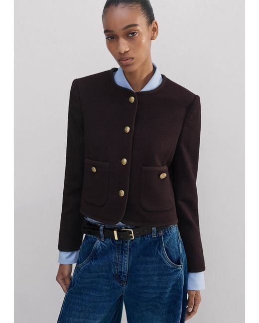 ME+EM Wool-Blend Twill Crop Jacket in Blue | Lyst