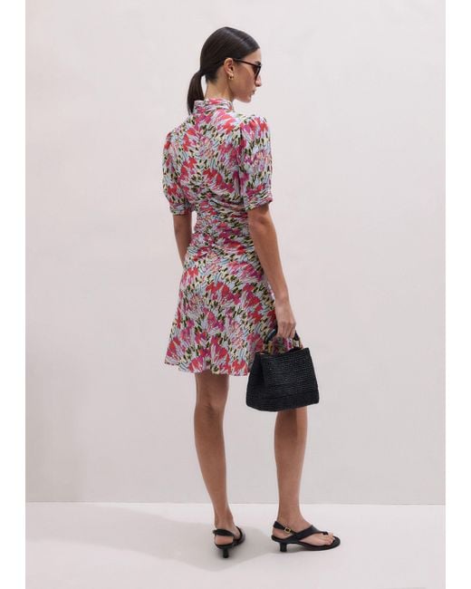 ME+EM Tulip Print Short Dress in Red | Lyst UK