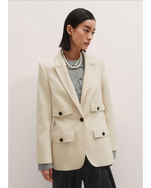 ME+EM Luxe Cord Sharp Shoulder Blazer in Natural | Lyst UK