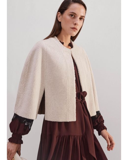 ME+EM Luxe Shearling Cape in Natural | Lyst UK