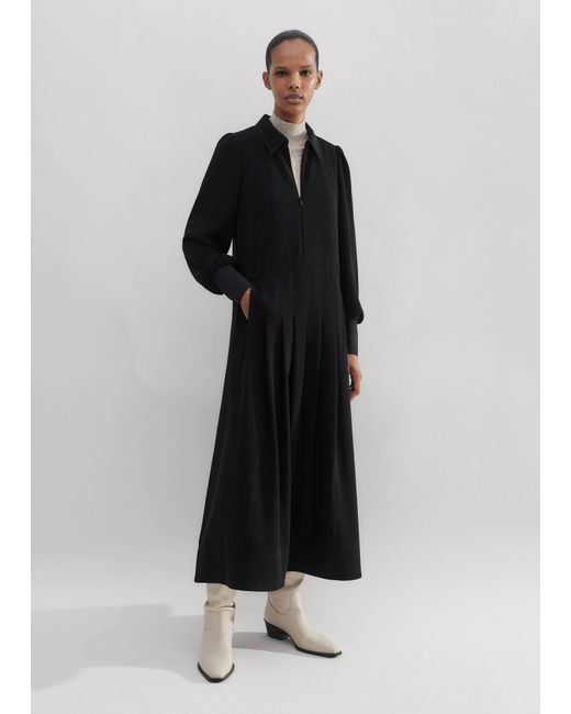 ME+EM Modern Twill Pleated Maxi Dress in Black | Lyst