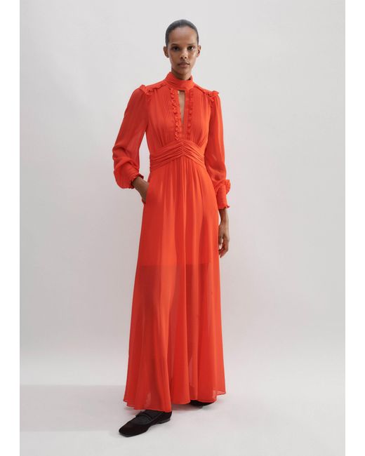 ME+EM Silk Ultra Feminine Maxi Dress in Red | Lyst
