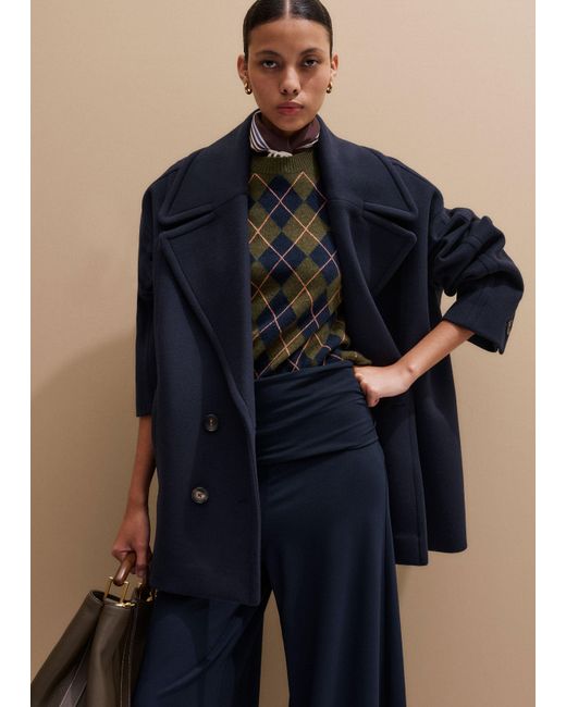 ME+EM Soft Shoulder Military Coat in Blue | Lyst UK